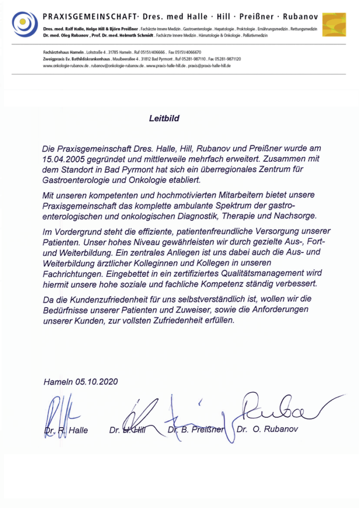 Leitbild | Gemeinschaftspraxis Dres. med. Ralf Halle, Helge Hill, Björn ...